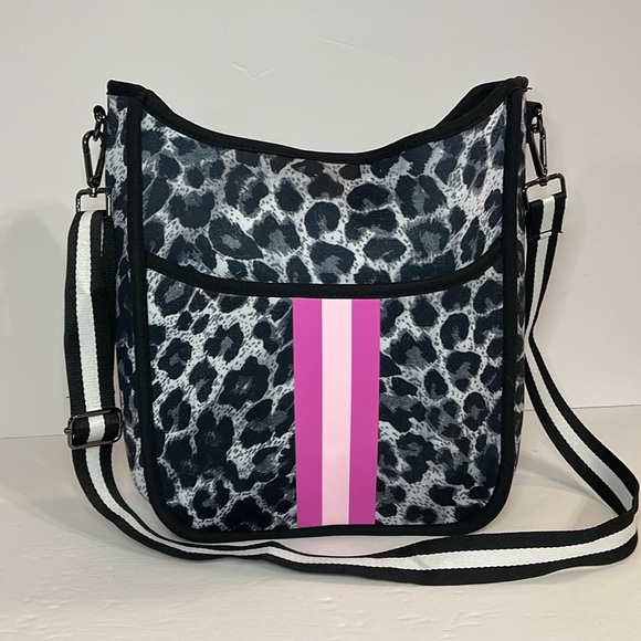 Bags | Threaded Pear Piper Neoprene Messenger Bag Leopard Print | Poshmark